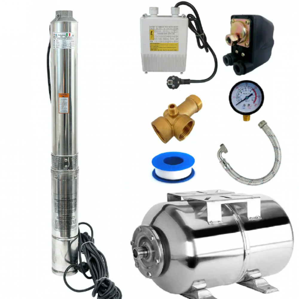 Kit Hidrofor 24L Zinith Italy Inox cu Pompa submersibila 4STM211, 1.3KW ...