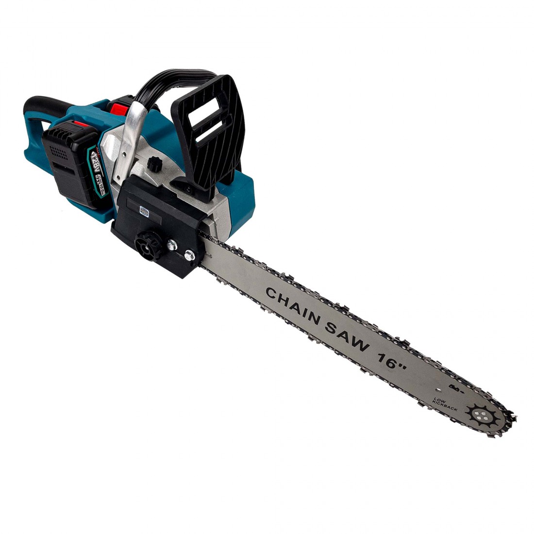 Drujba Electrica cu 2 Acumulatori, Lama 40CM, 128V, 10Ah, Albastra