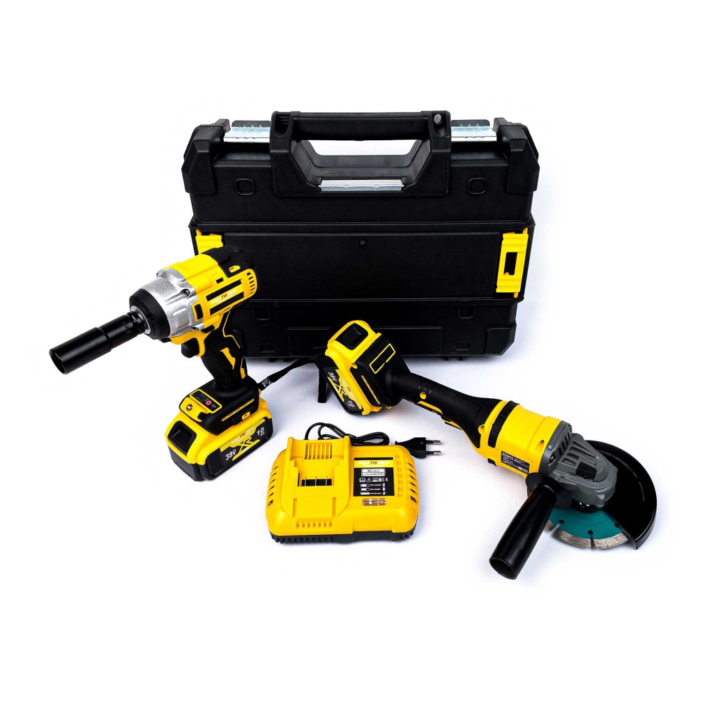 Set masina de impact si Flex KraftWorld, 2 acumulatori, 38V, 10Ah ...