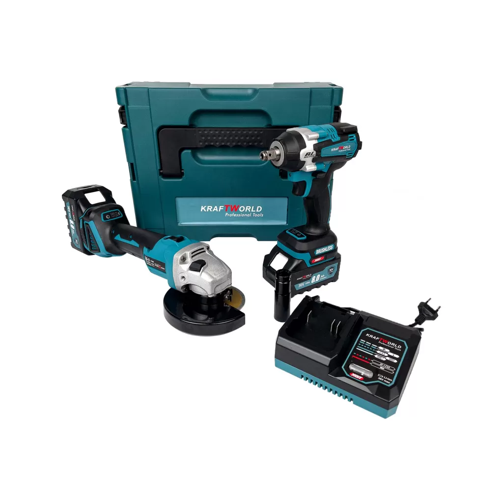 Trusa KraftWorld Polizor Unghiular / Flex + Masina de Impact, 2 ...