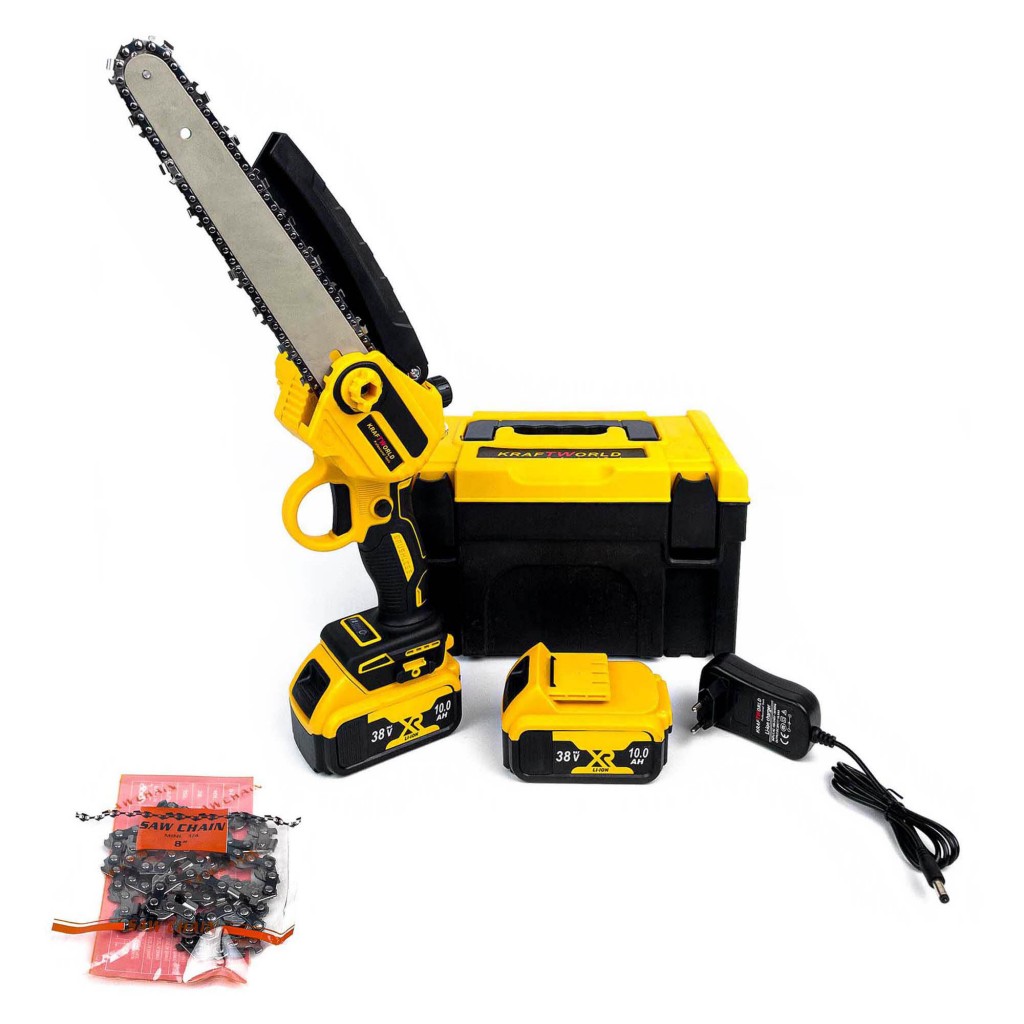 Mini Drujba KraftWorld 38V, 10 Ah, 2 Acumulatori, 2 Lanturi, Lama 20 CM ...