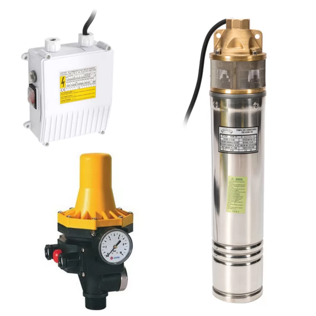 Kit Hidrofor electronic cu pompa submersibila Micul Fermier 4SKM-100, 0 ...